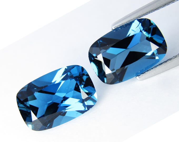 8.47cts Stunning Natural London Blue Topaz Cushion Cut Matching Pair - Etsy