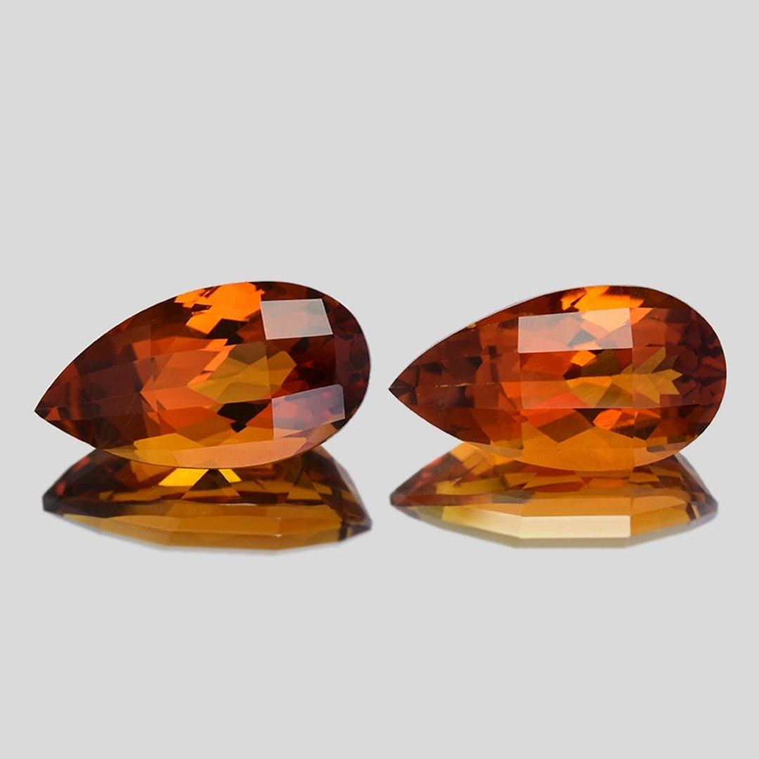 8.40cts Natural Madeira Citrine Pear Cut Gemstone Pair - Etsy UK