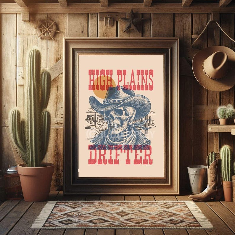 High Plains Drifter Poster - Skeleton Cowboy in Wild West Art - Perfect ...