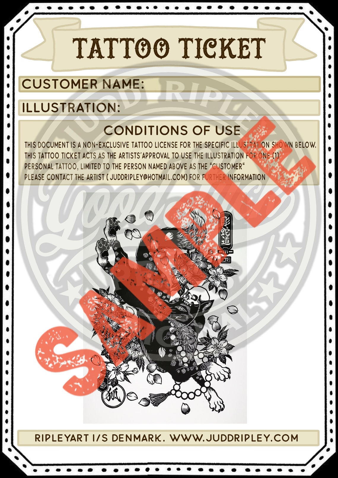 Tattoo Ticket Permission to Tattoo Design - Etsy