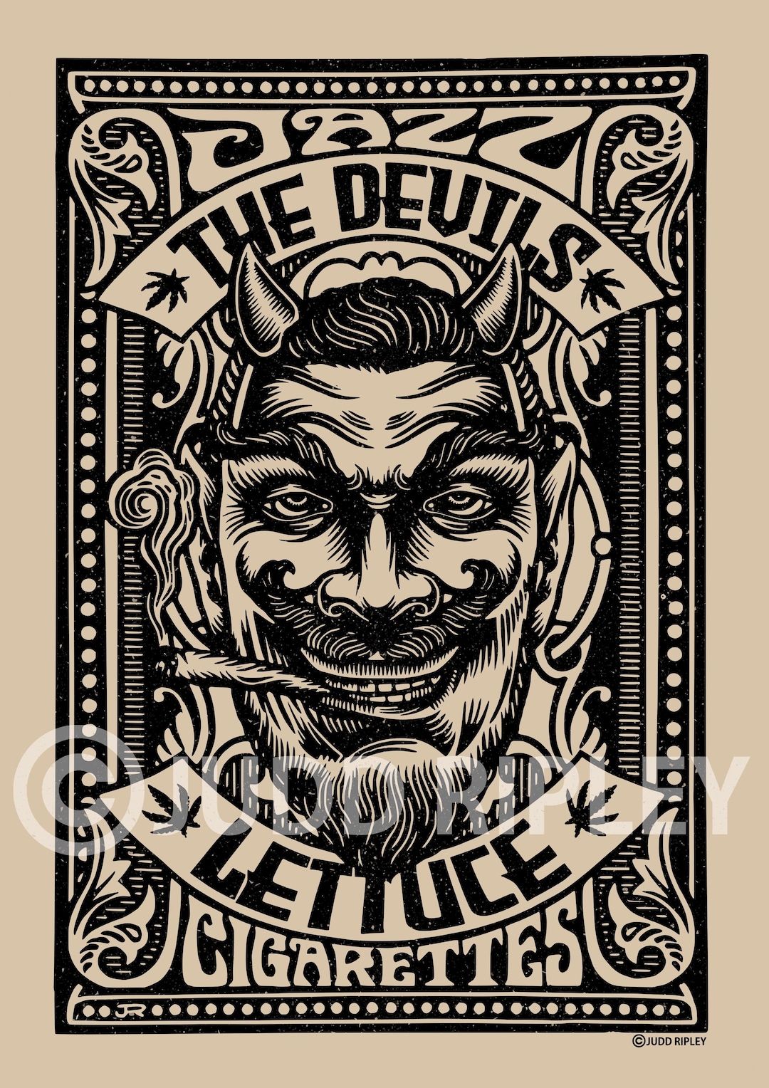 The Devil's Lettuce Poster Jazz Cigarettes Art Funky Marijuana Decor ...