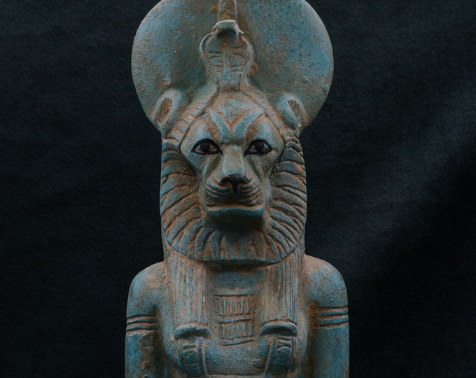 Unique Statue of Sekhmet Warrior Goddess Seated Green Turquoise Large ...