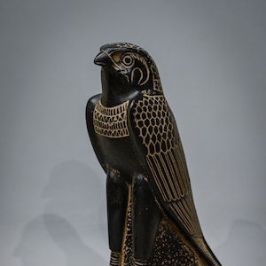 Unique Statue Falcon Bird Headed God Horus Black Heavy Lime Stone Made ...