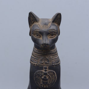 Unique Egyptian goddess Bastet cat statue black heavy stone | Etsy