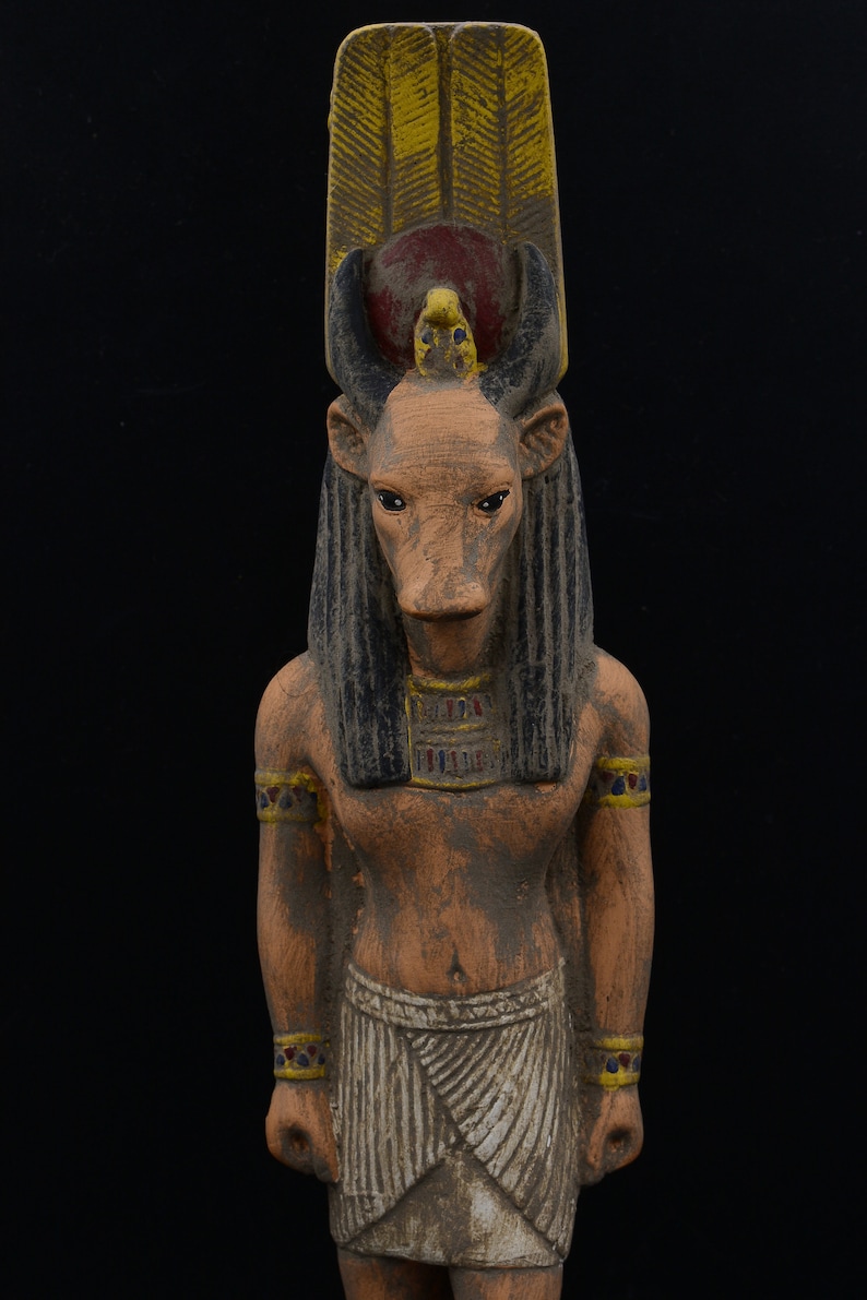 Unique Egyptian art heavy statue of the warrior god Montu | Etsy