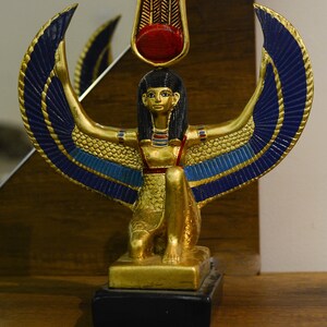 Unique Maat Goddess of Balance and Truth Open Wings Golden Hand Painted ...