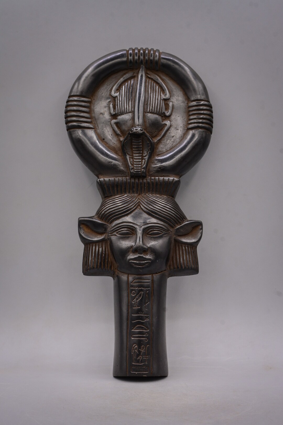 The Ankh Black Goddess Hathor Cow's Ear Key of Life With Scarab Made in ...
