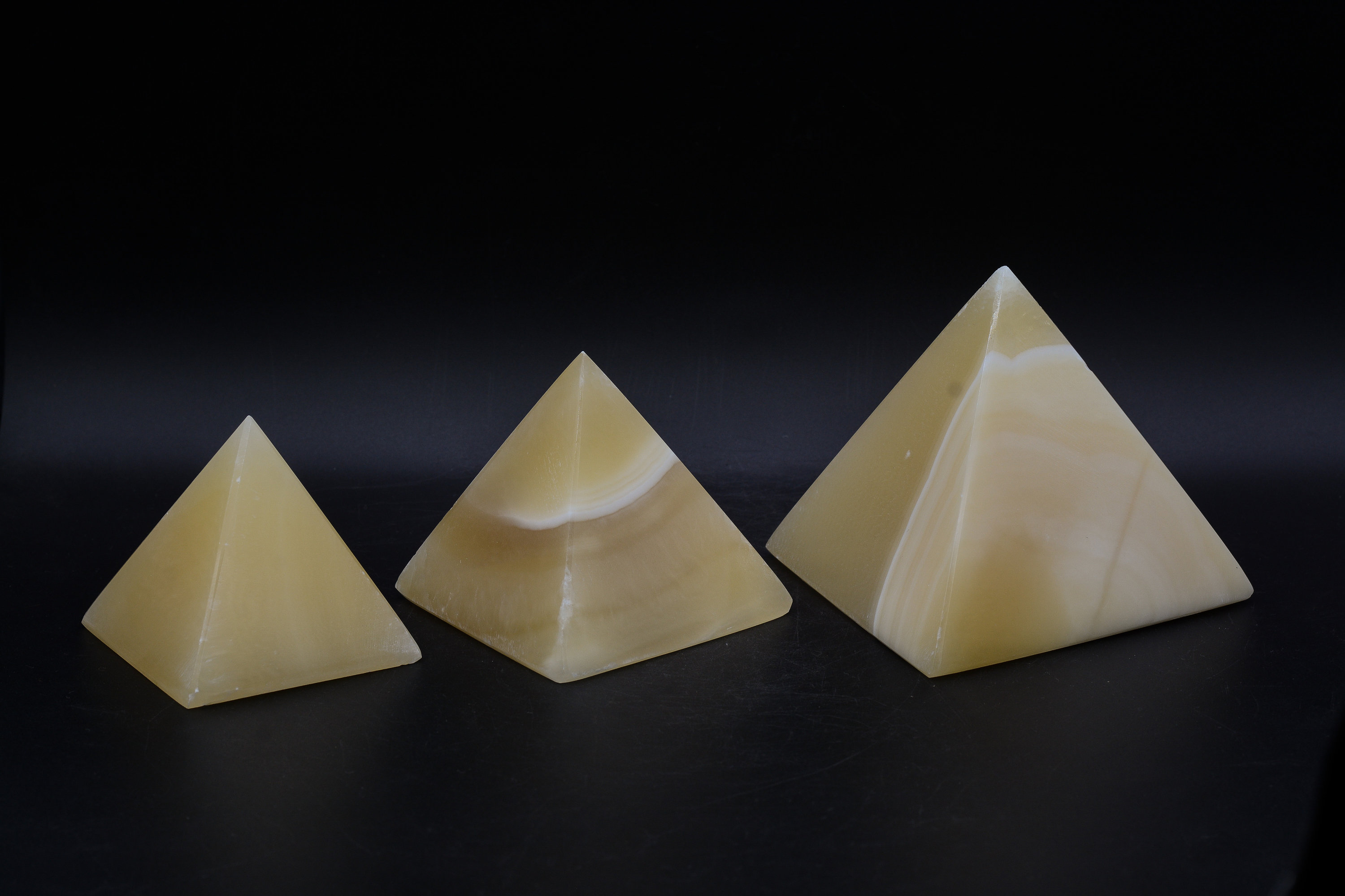 Egyptian Art Decor Set of 3 Pyramids Alabaster Heavy Stone - Etsy