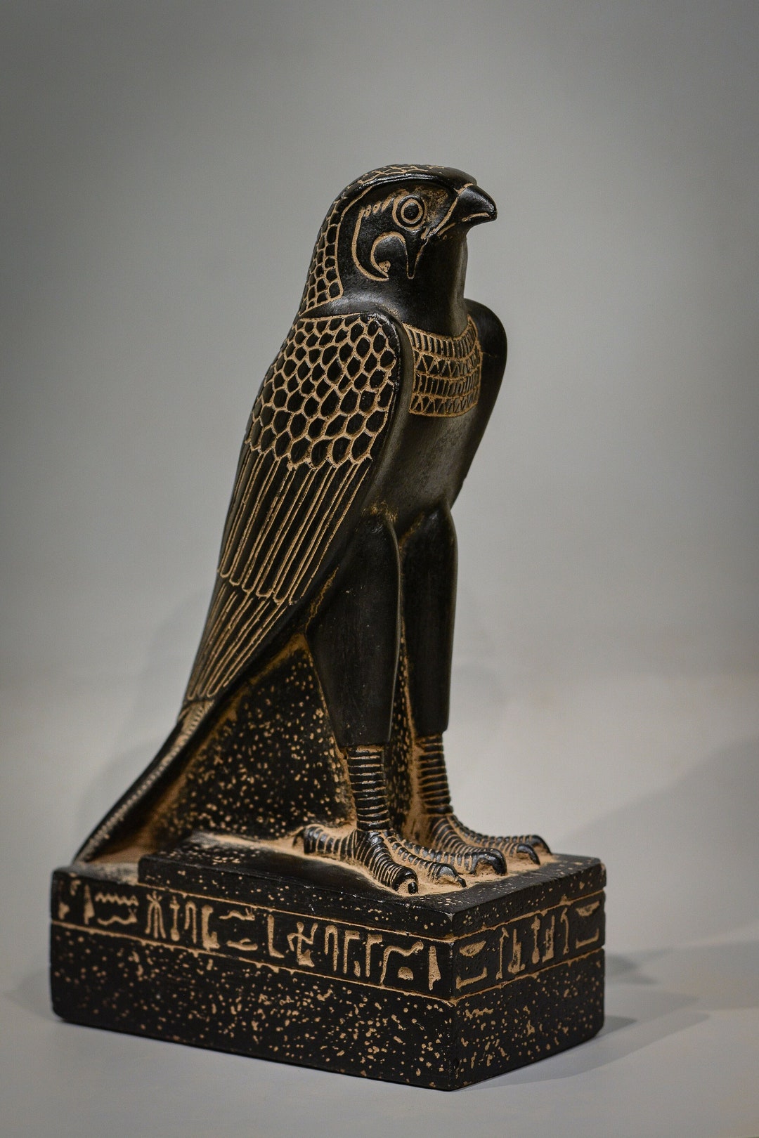 Unique Statue Falcon Bird Headed God Horus Black Heavy Lime Stone Made ...
