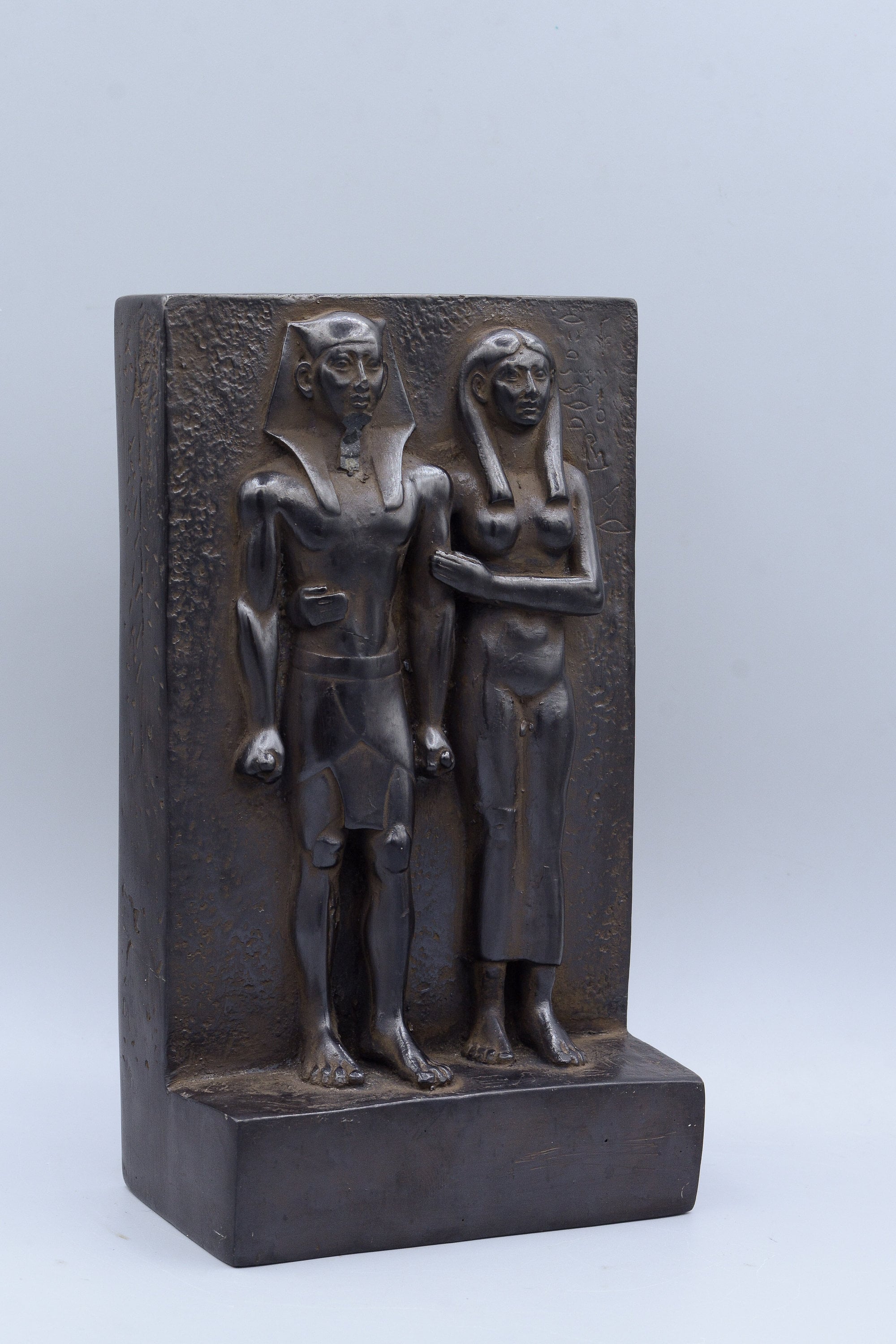Statue of Pharaoh King Menkaure and His Wife Black Stela Heavy Made in ...