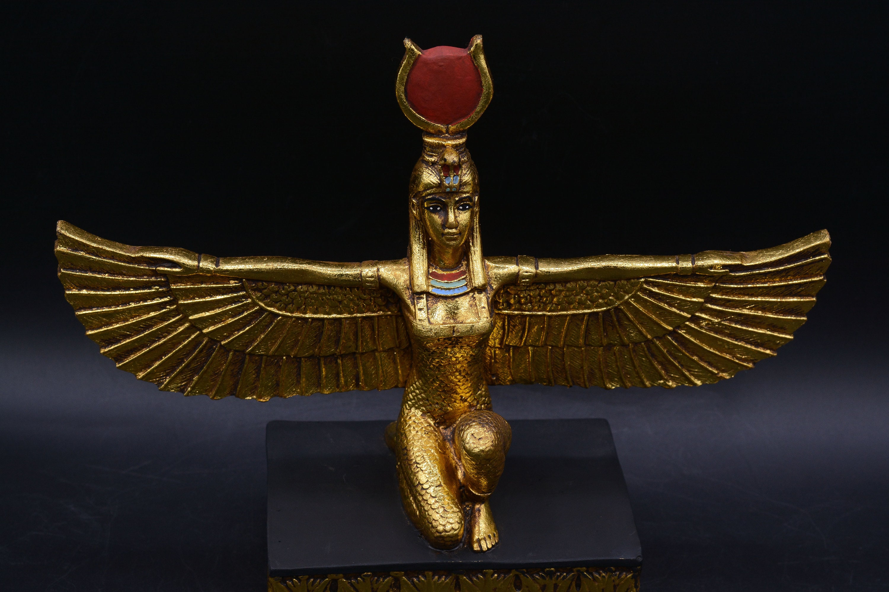 Egyptian Goddess Isis With Open Wings Unique gold leaf hand | Etsy