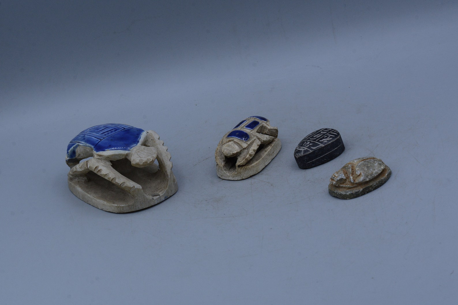 Vintage Egyptian Antique Art Set of 4 Scarab Amulet Sculpture Stone ...