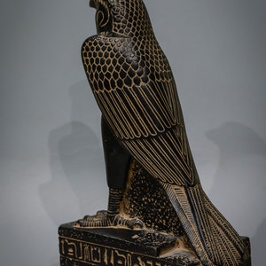 Unique Statue Falcon Bird Headed God Horus Black Heavy Lime Stone Made ...