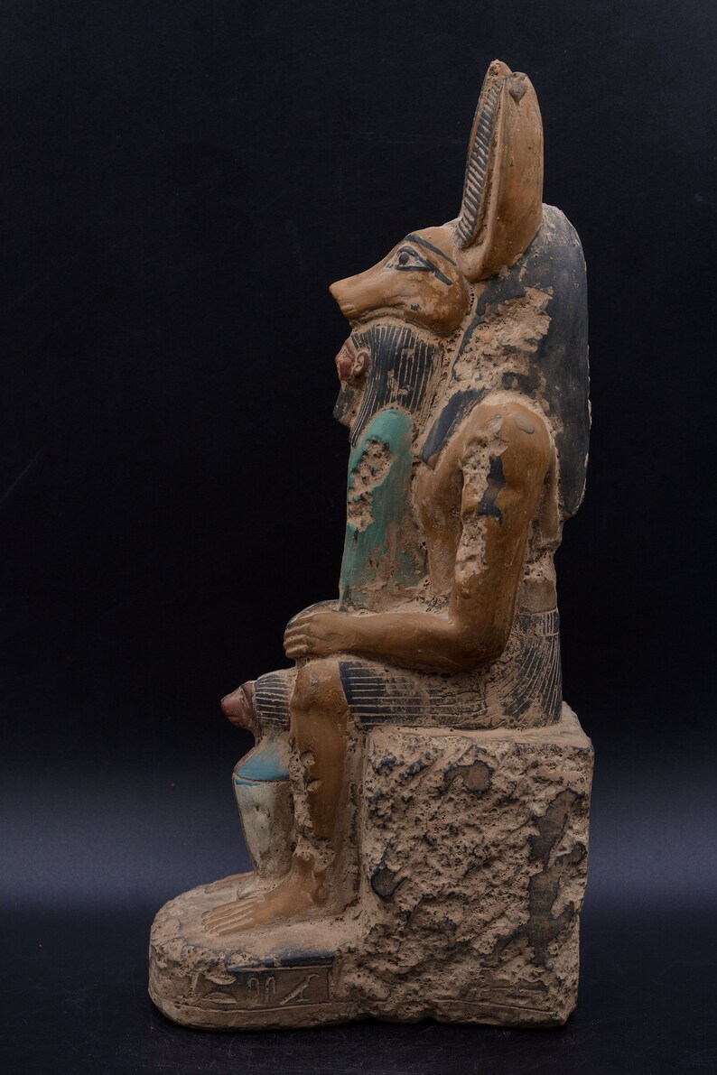 Seated Anubis Holding a Mummy Form With a Hapi son of Horus - Etsy