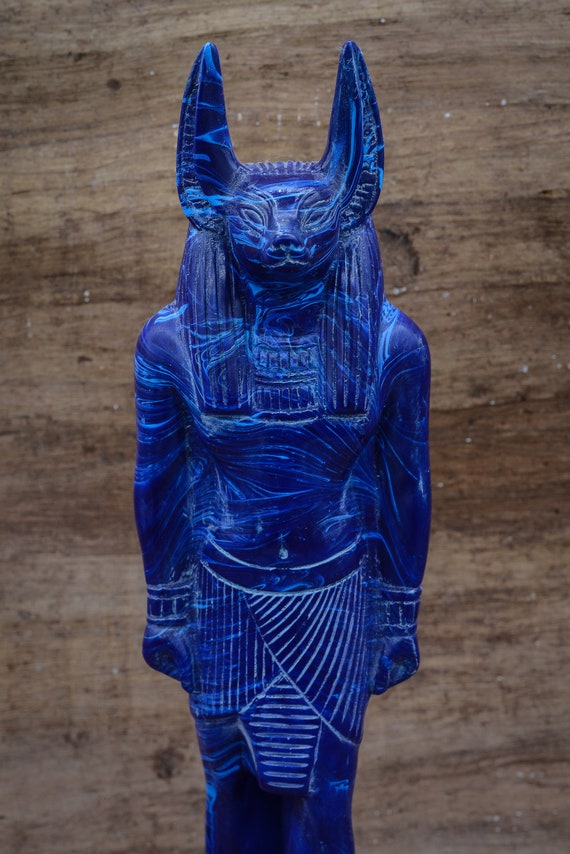 Unique statue Anubis God of the dead and judgment blue stone heavy made ...
