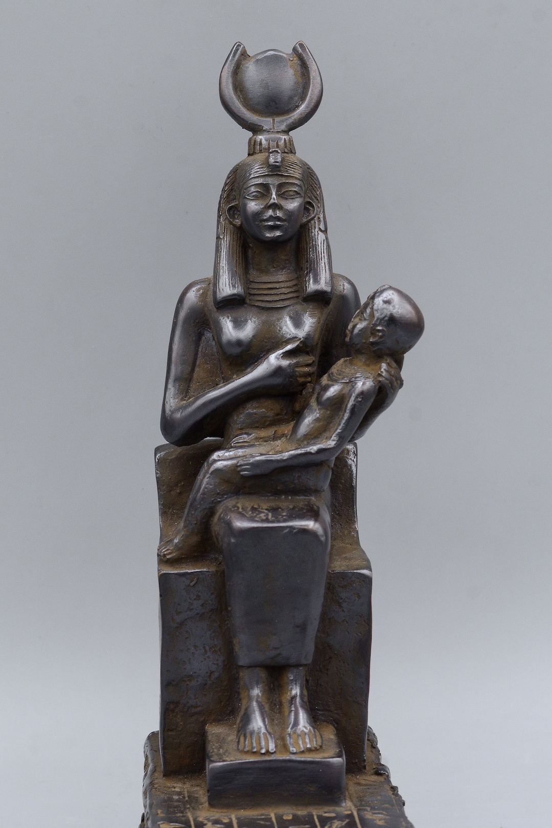 Statue of Isis Goddess of Healing Nursing the Child Horus Black Unique ...