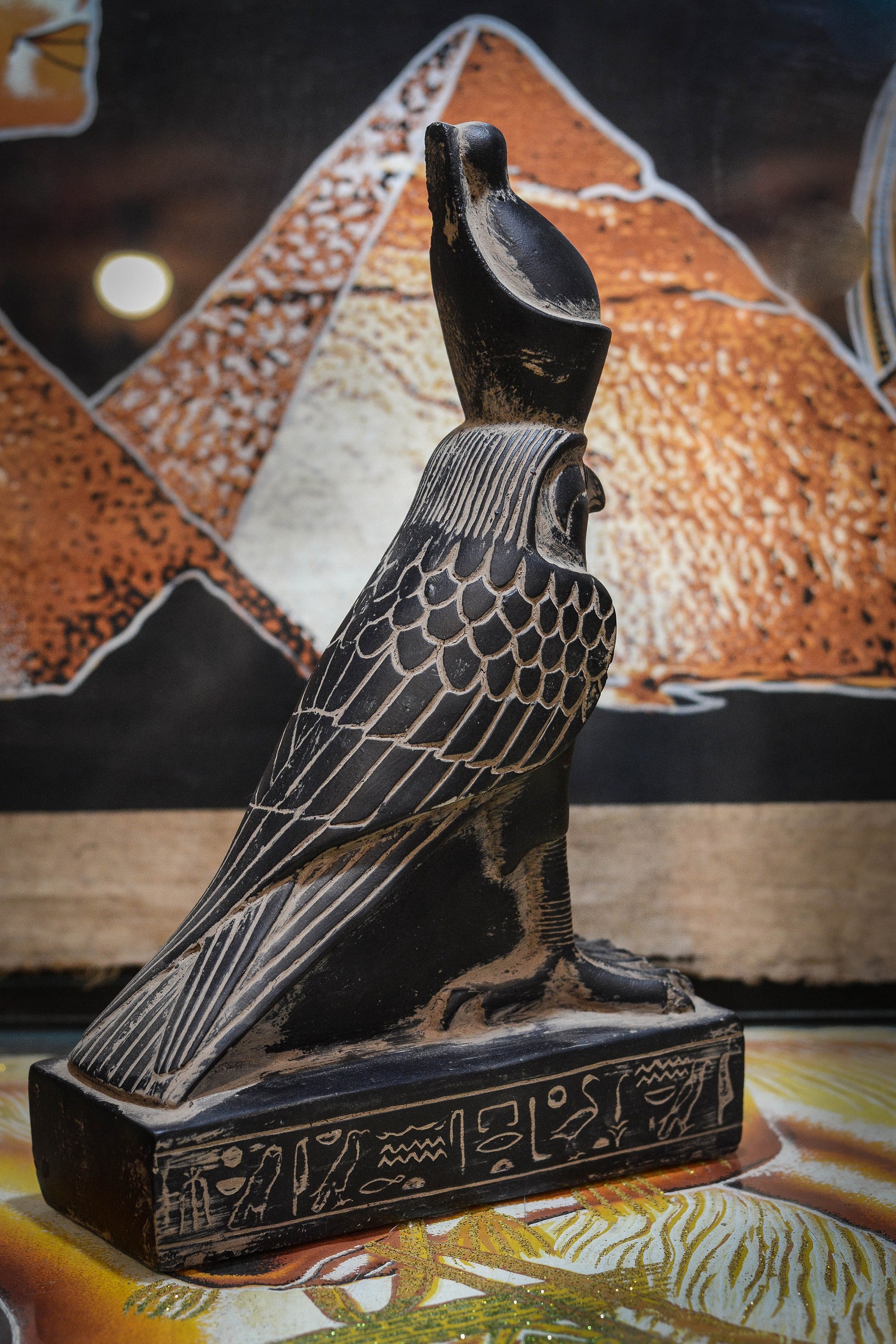 Statue of Horus God Falcon Bird Sculpture Large Black Blue - Etsy