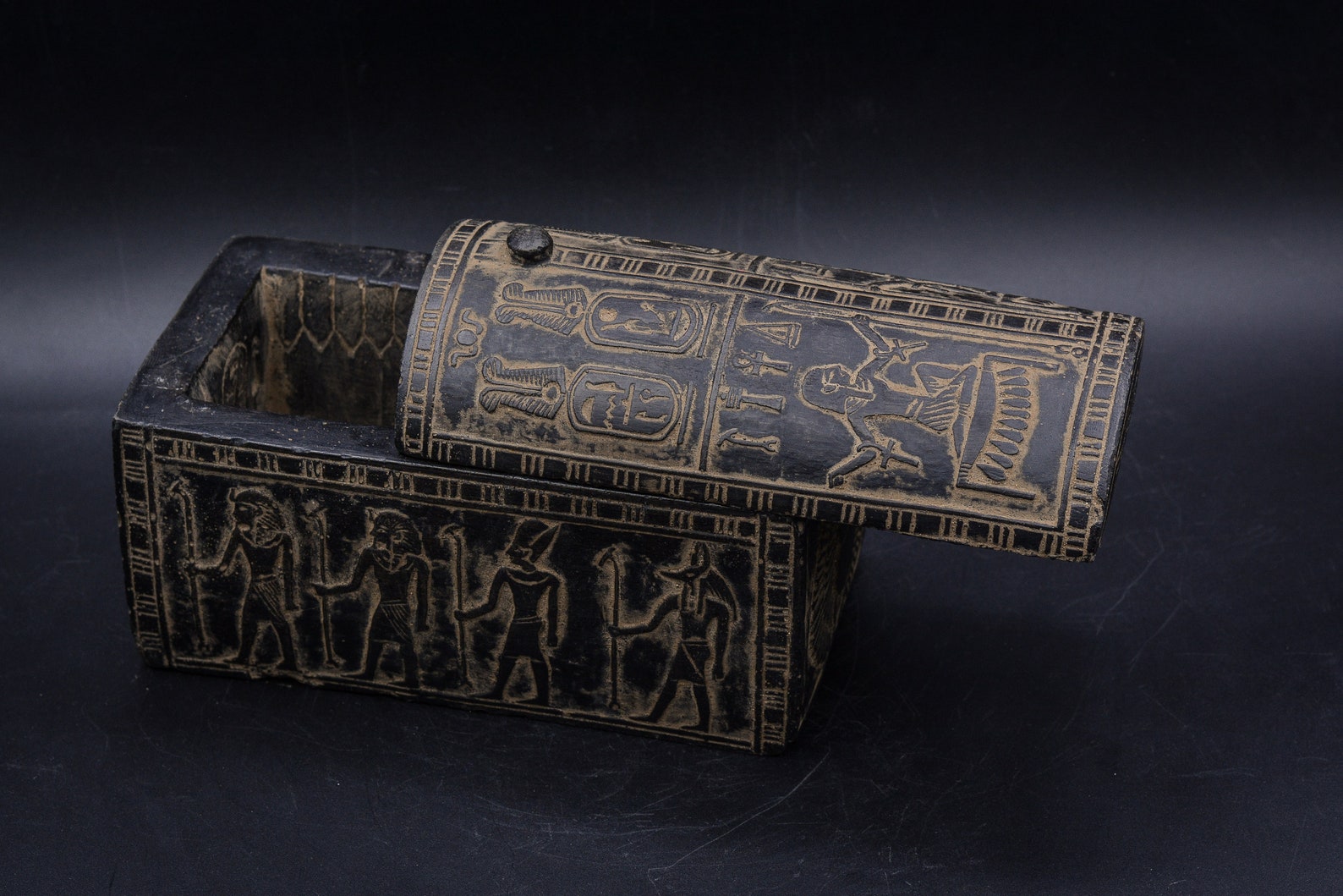 Unique Egyptian Art Box Decorated Pharaonic Inscriptions Black - Etsy