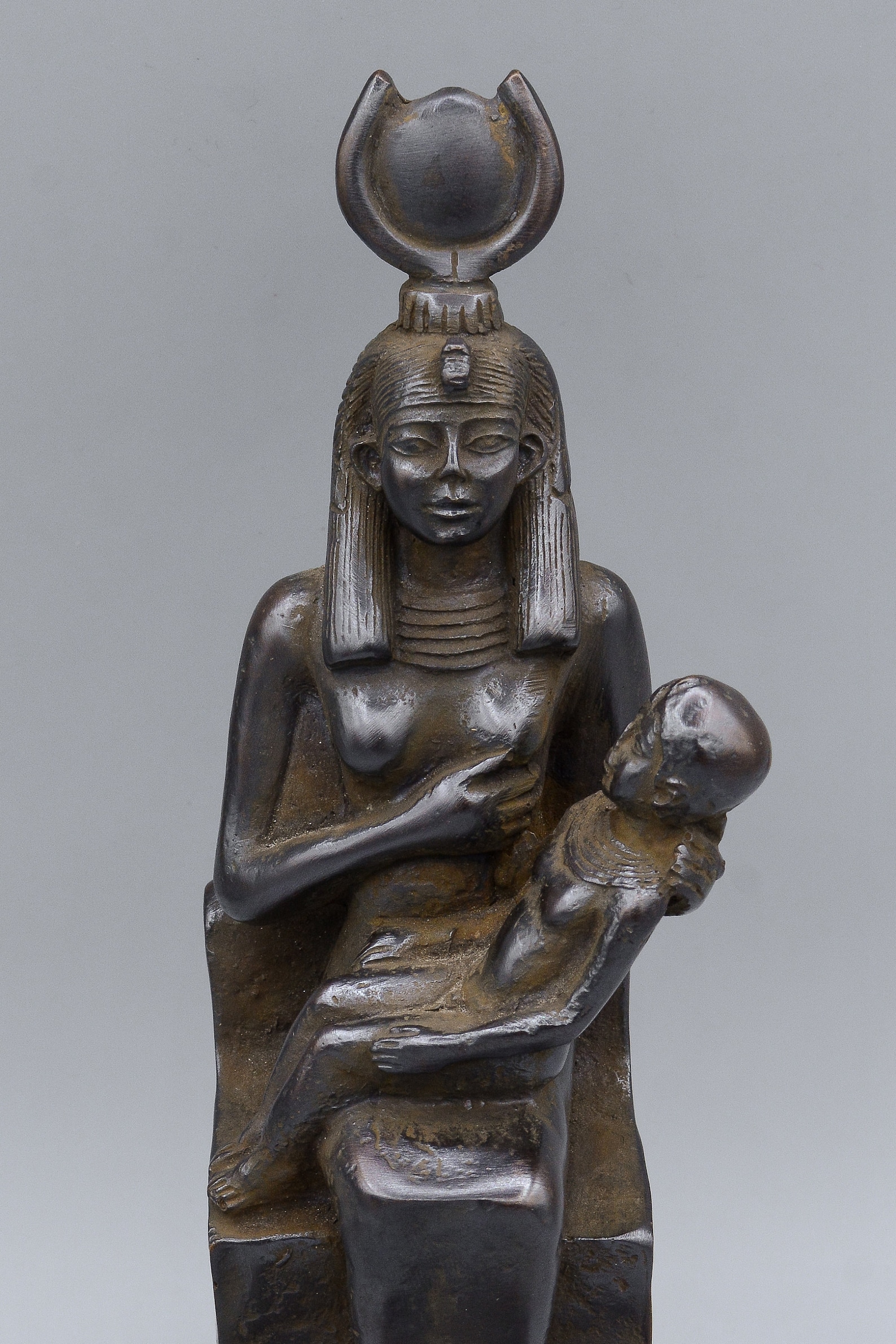 Statue of Isis Goddess of Healing Nursing the Child Horus Black Unique ...