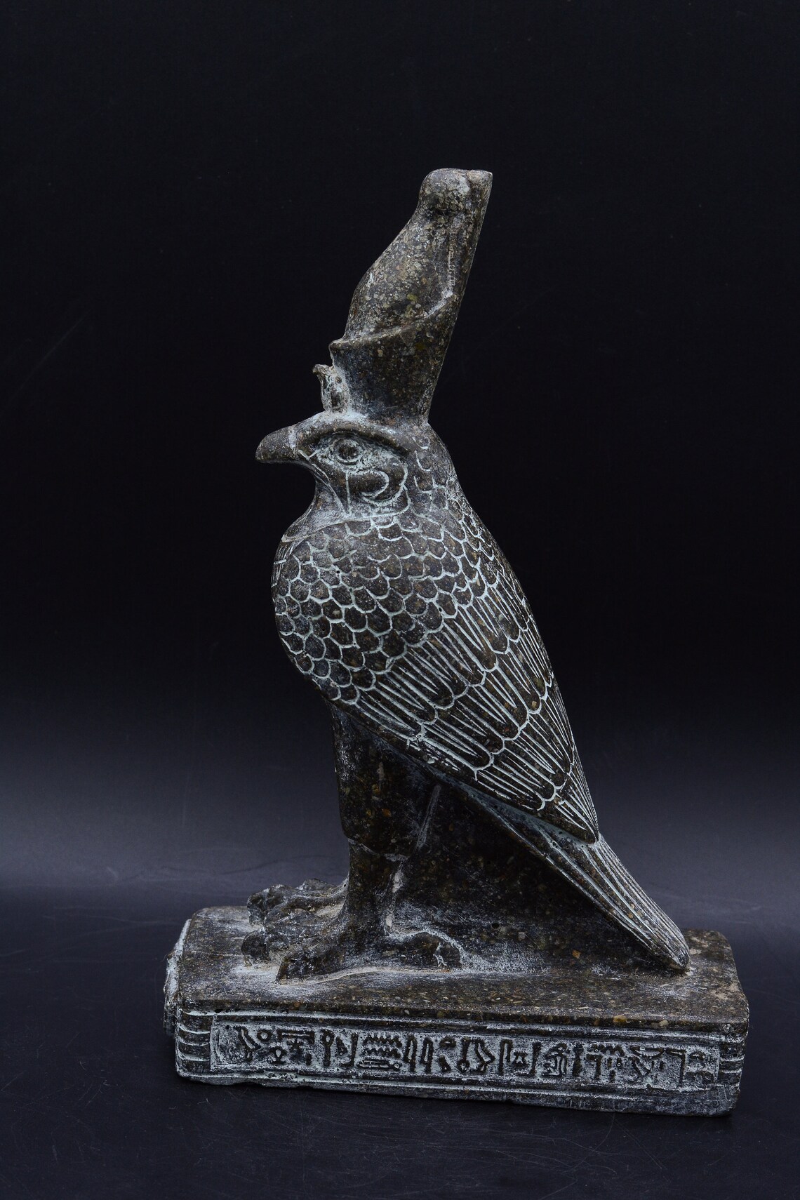 Statue of Egyptian art Falcon Bird god Horus heavy granite | Etsy