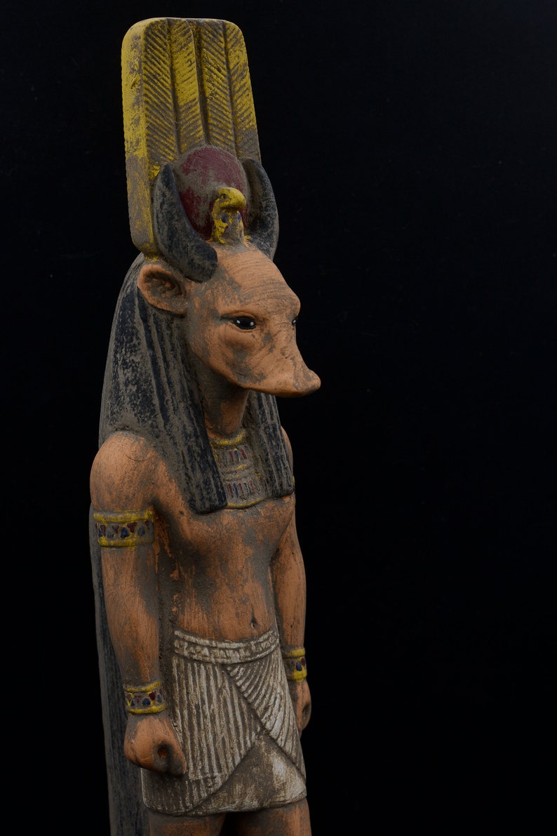 Unique Egyptian art heavy statue of the warrior god Montu | Etsy