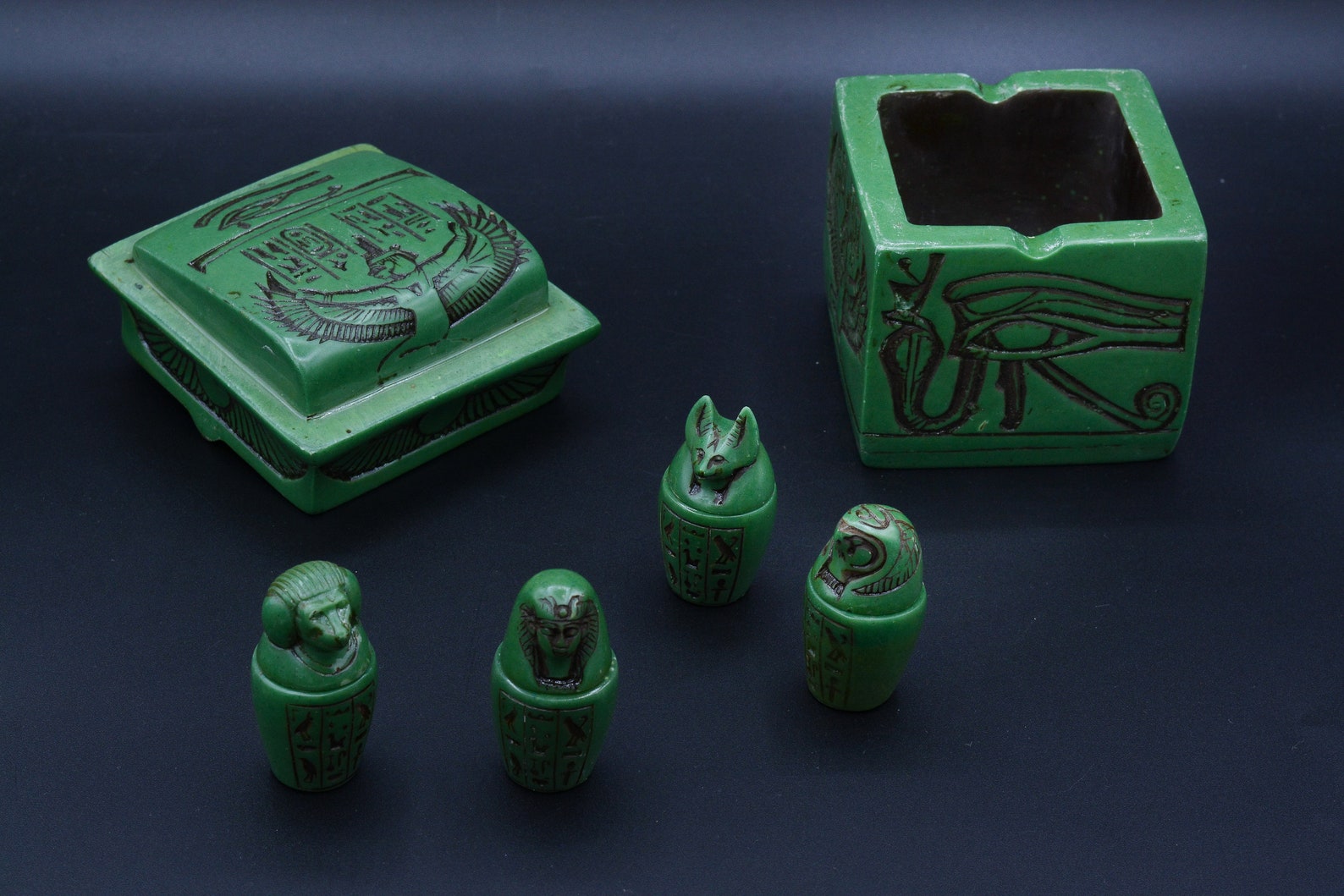 Canopic Box Jars 4 Art Pharaonic Carved Inscriptions 2 Color | Etsy