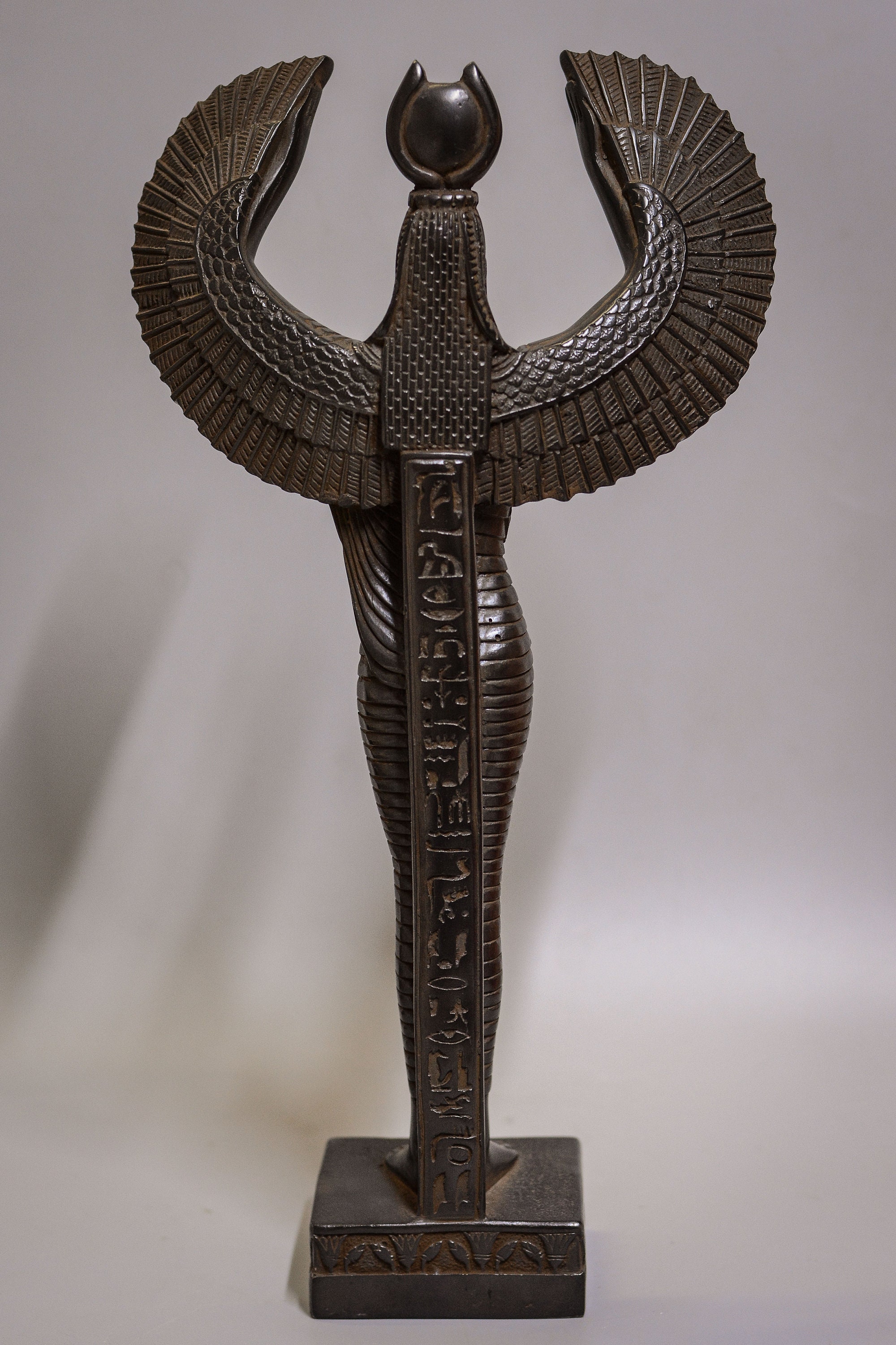 Statue of Egyptian Goddess Isis Opening Wings of Protection Large Black ...