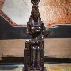 Statue of goddess isis breastfeeding Baby Horus medium black | Etsy