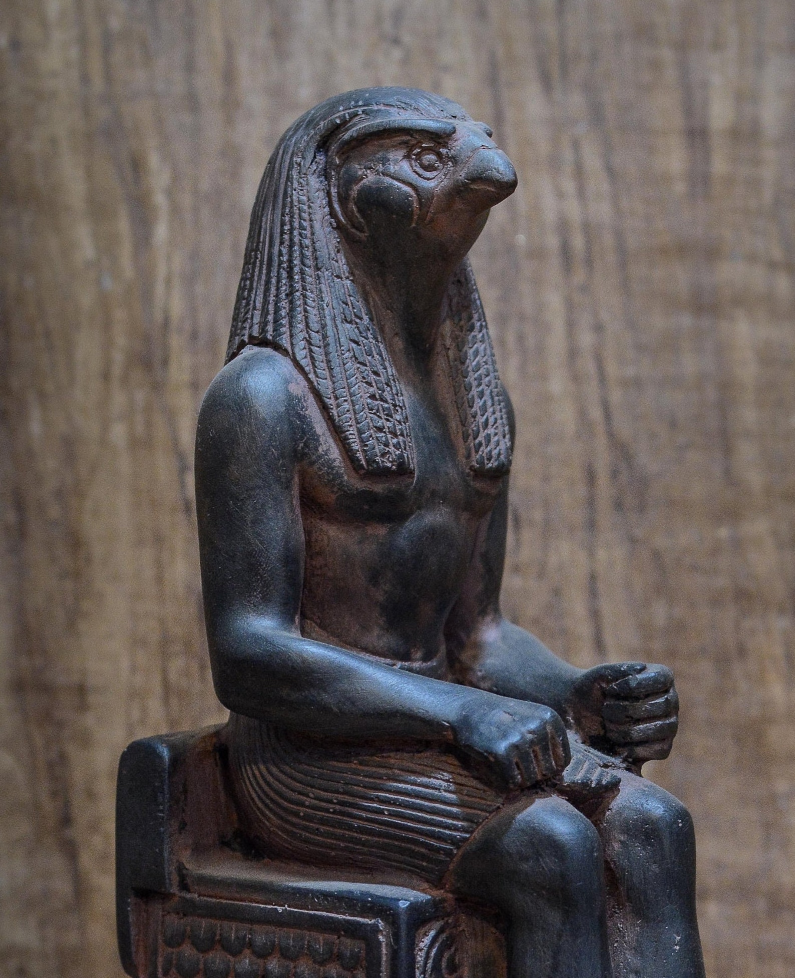 Statue Falcon Headed God Horus Seated Sculpture Heavy Black Stone Made ...