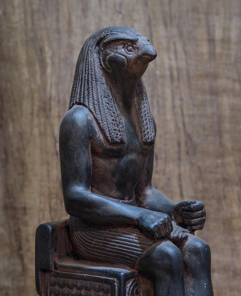 Statue Falcon Headed God Horus Seated Sculpture Heavy Black | Etsy