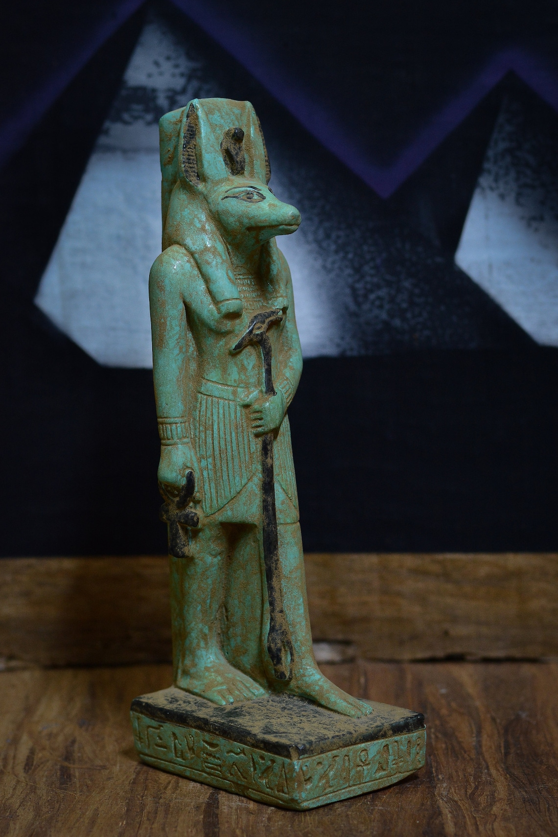 Statue Anubis jackal God of Death standing Sculpture stone | Etsy