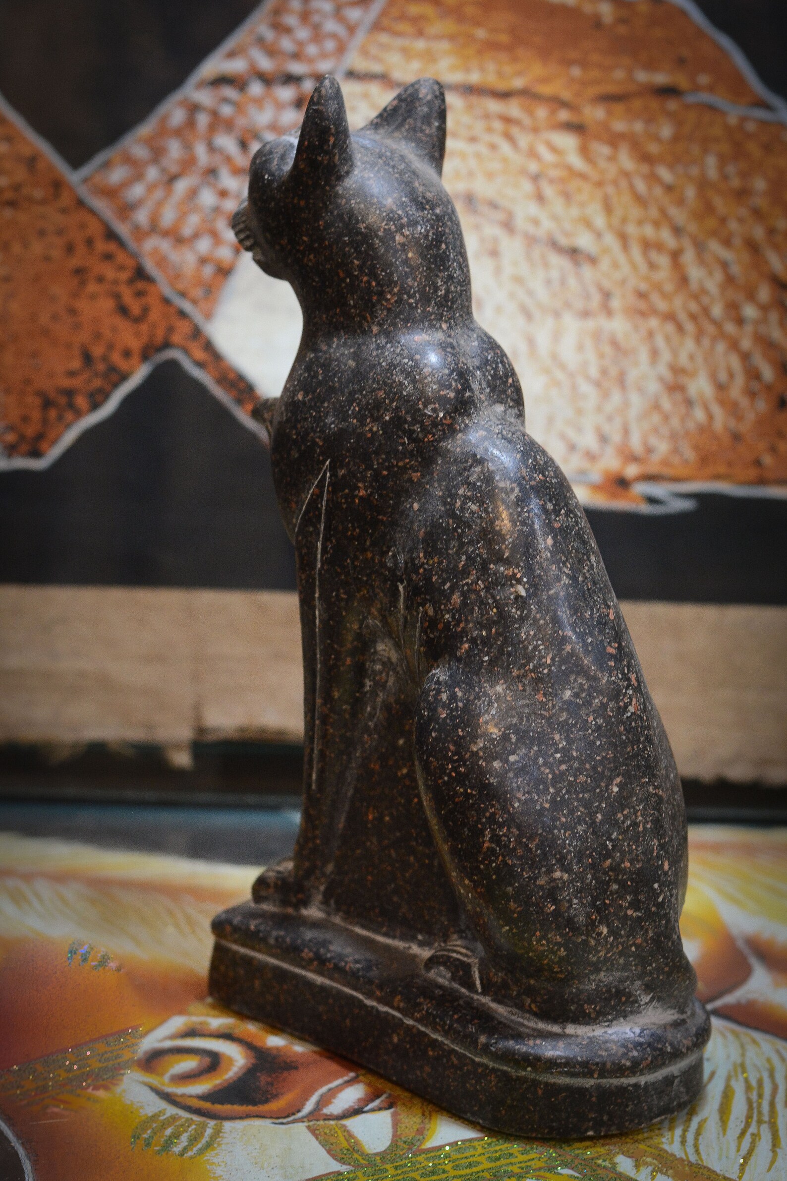 Statue of goddess Bastet cat granite stone 3 style heavy made | Etsy