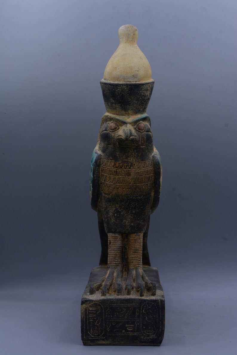 Statue Horus Falcon Bird Headed God of Sky Unique Art Sculpture Black ...