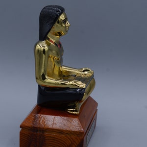 Unique Statue of Egyptian Writer Golden Metal With Wood Base Made in ...