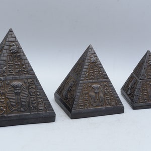 Set of 3 Pyramids Egyptian Art Pharaonic Inscriptions Black 2 Size Made ...