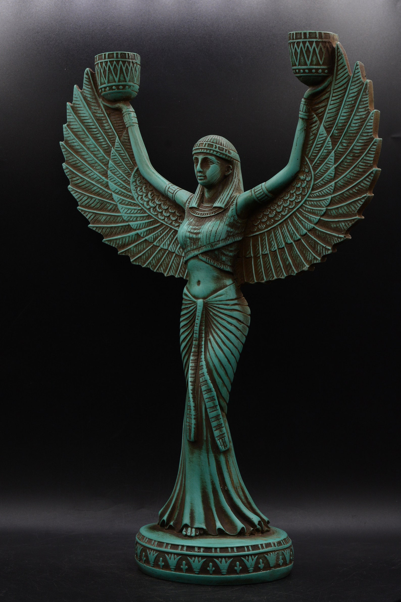 Statue Isis Wings Green Goddess of Healing and Magic Sculpture Stone ...