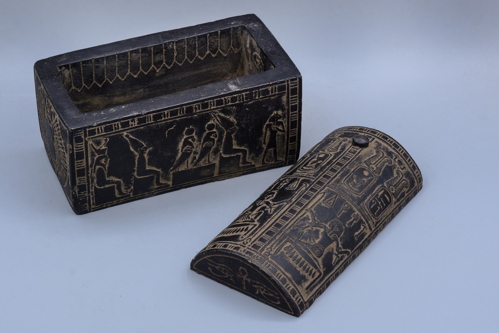 Unique Egyptian Art Box Decorated Pharaonic Inscriptions Black - Etsy
