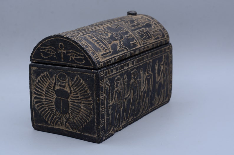 Unique Egyptian Art Box Decorated Pharaonic Inscriptions Black | Etsy