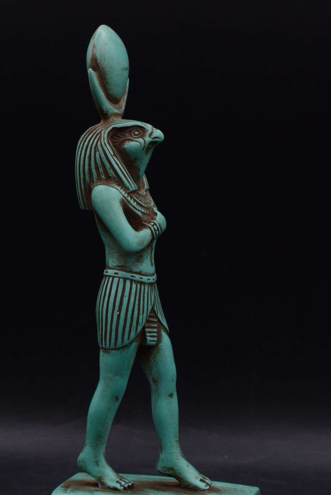 Statue of Ra Harakhte Sun God Crowned With a Solar Disk Green | Etsy