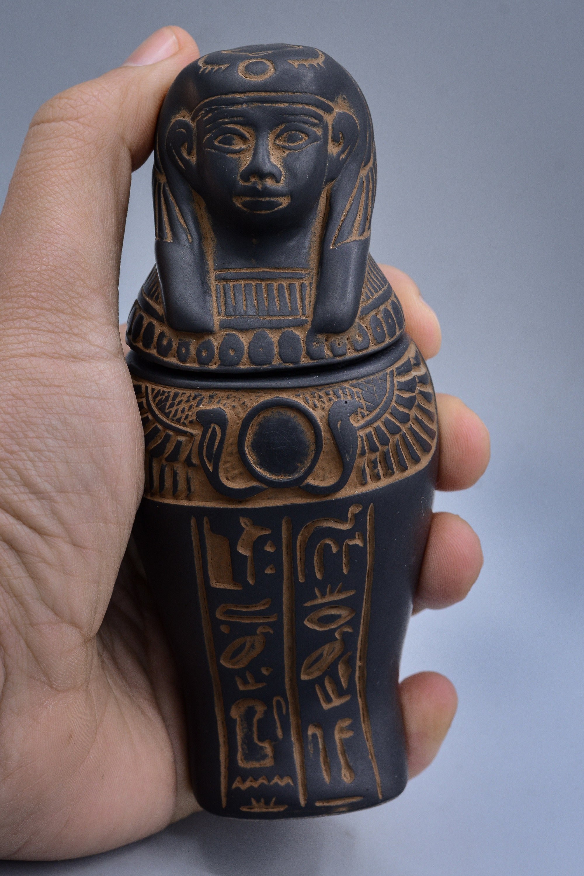 Egyptian Art Canopic jars Set 4 sons of Horus black made in | Etsy