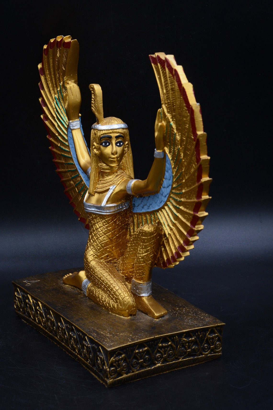 Egyptian Goddess maat Open Wings Statue 2 color made in | Etsy