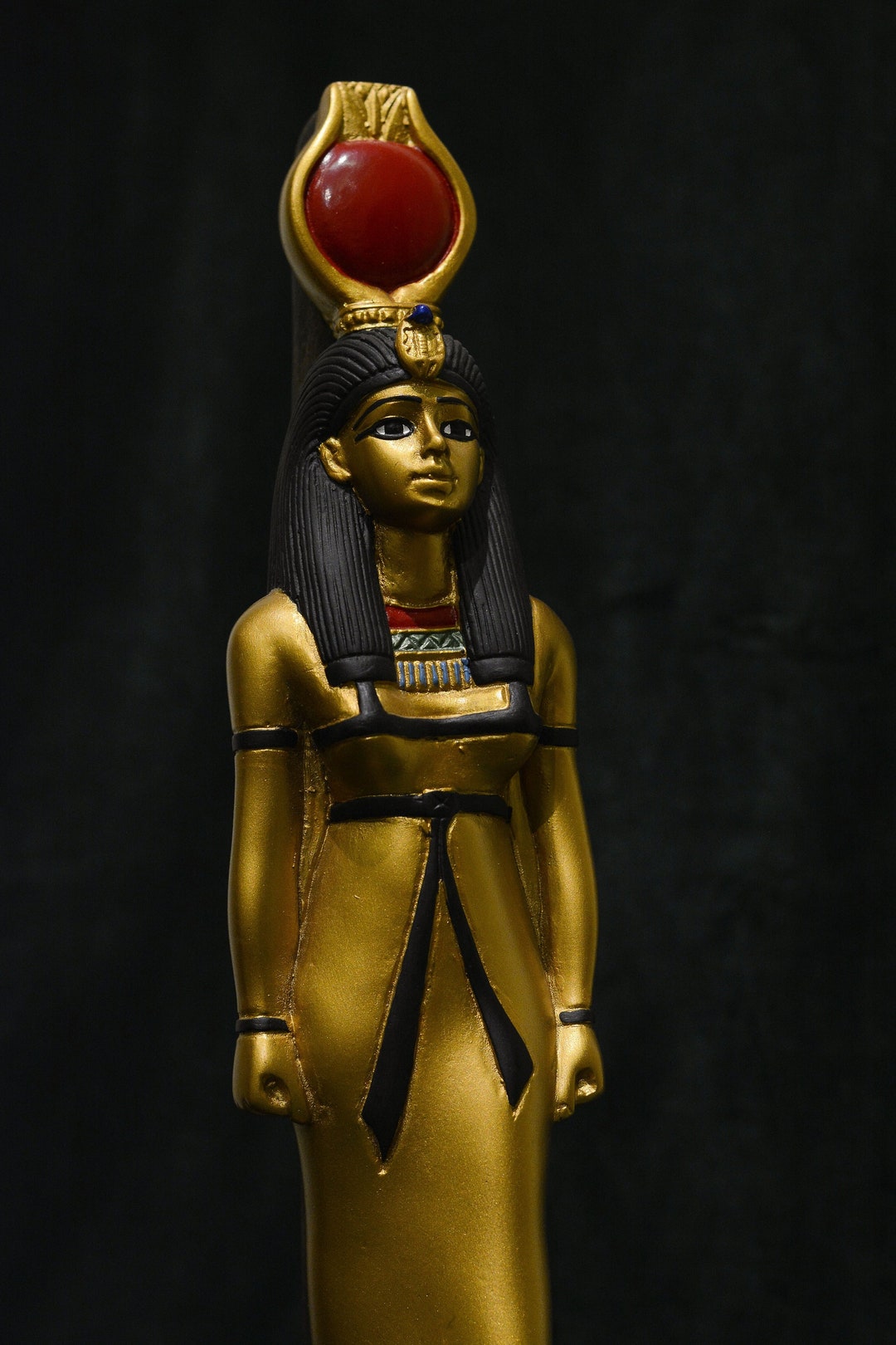 Isis Statue Painted Gold Egyptian Goddess of Magic and Healing Unique ...
