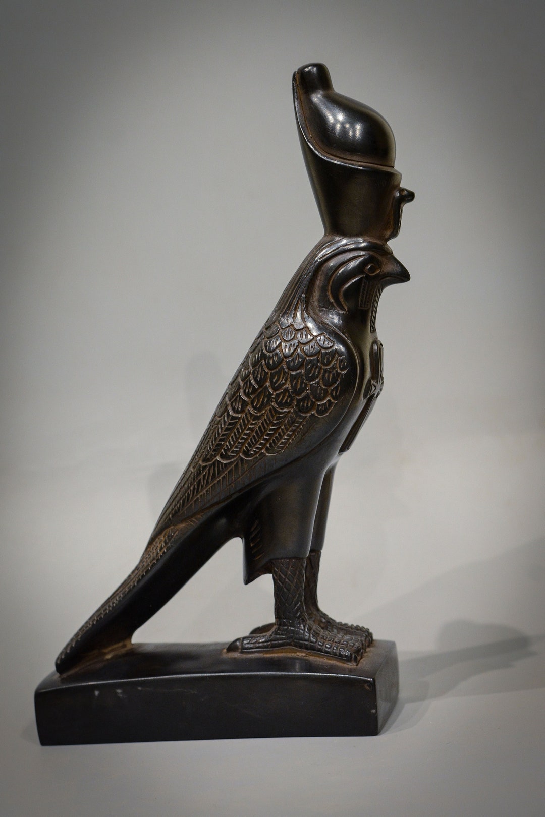 Statue Falcon Bird Headed God Horus With Ankh Key of Life Black Made in ...
