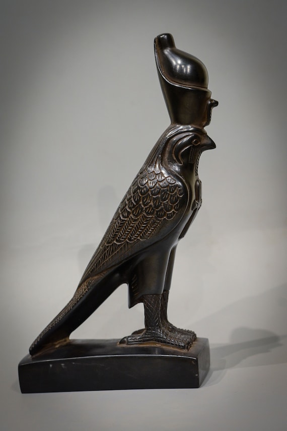 Statue Falcon Bird Headed God Horus With Ankh Key of Life | Etsy
