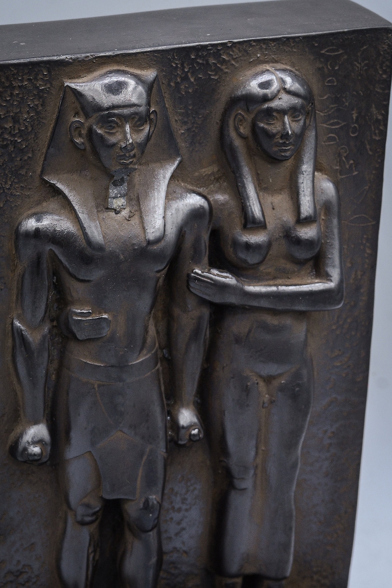 Statue of Pharaoh King Menkaure and His Wife Black Stela Heavy Made in ...
