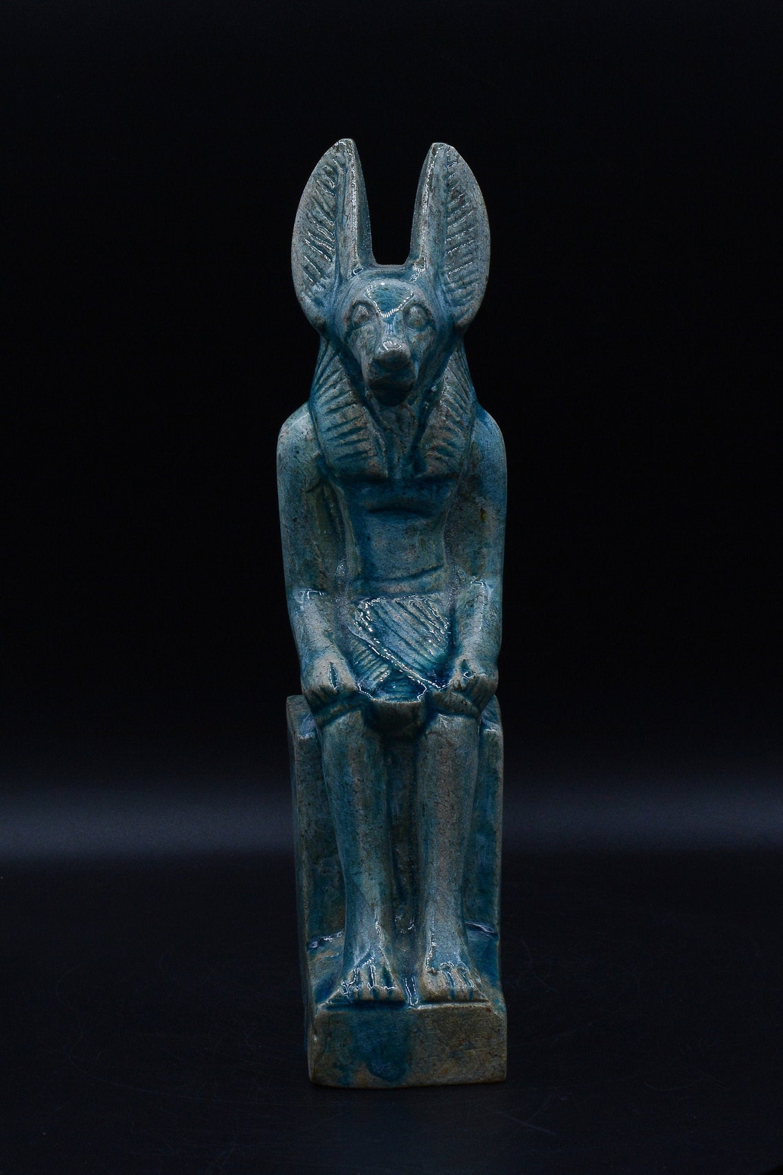 Unique Egyptian God Anubis Seated Vintage Statue Faience Stone | Etsy