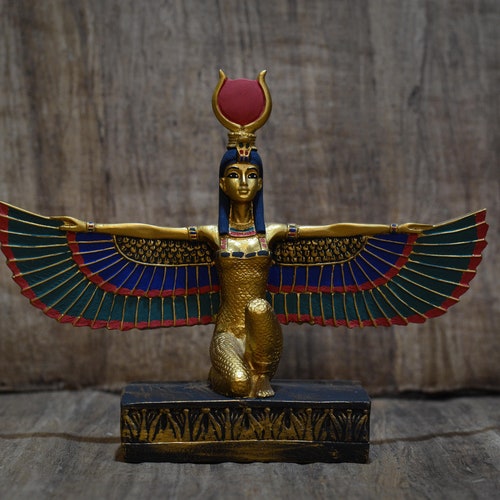 Art & Collectibles Isis Wings Goddess statue Sculpture black gold ...