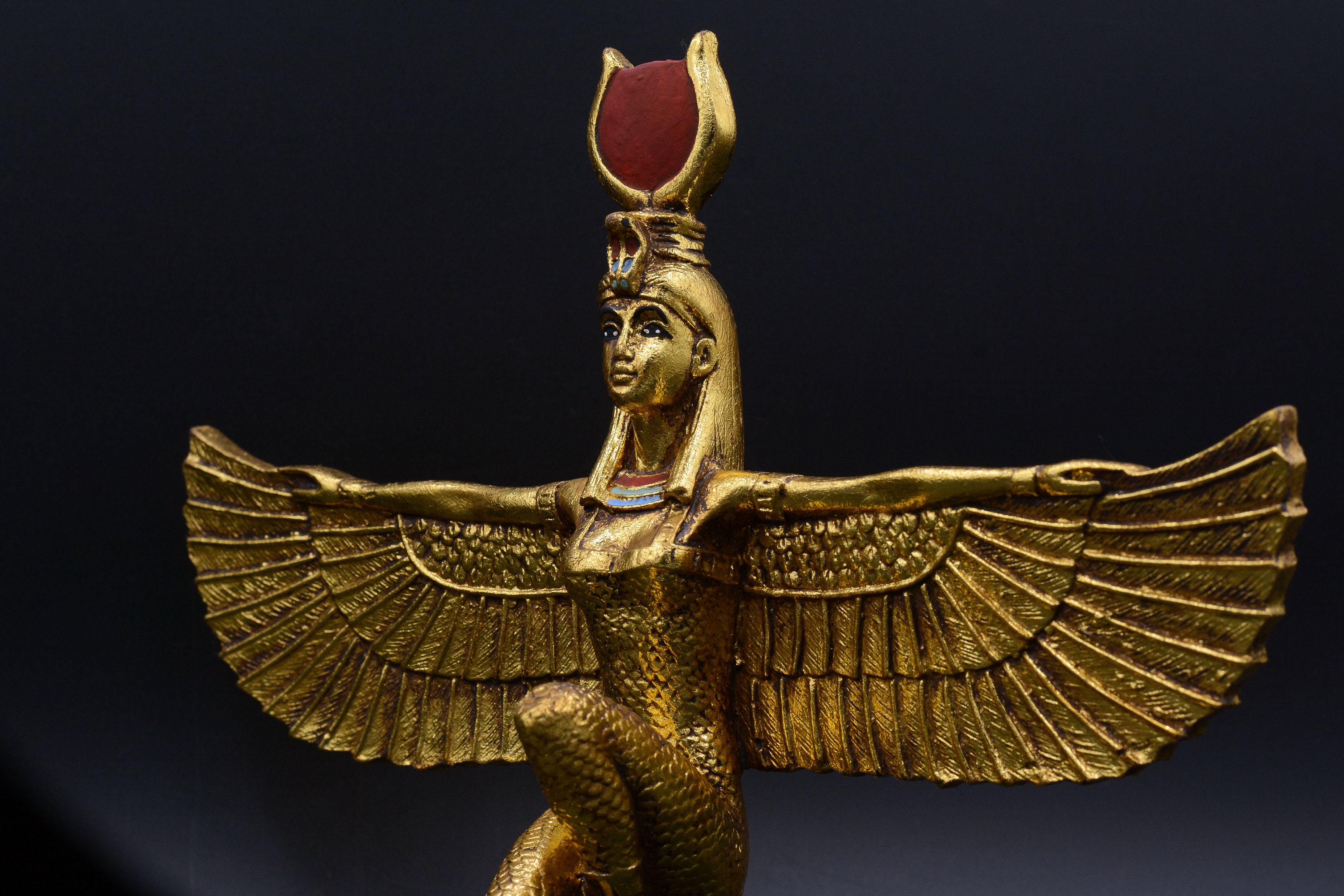 Egyptian Goddess Isis With Open Wings Unique gold leaf hand | Etsy