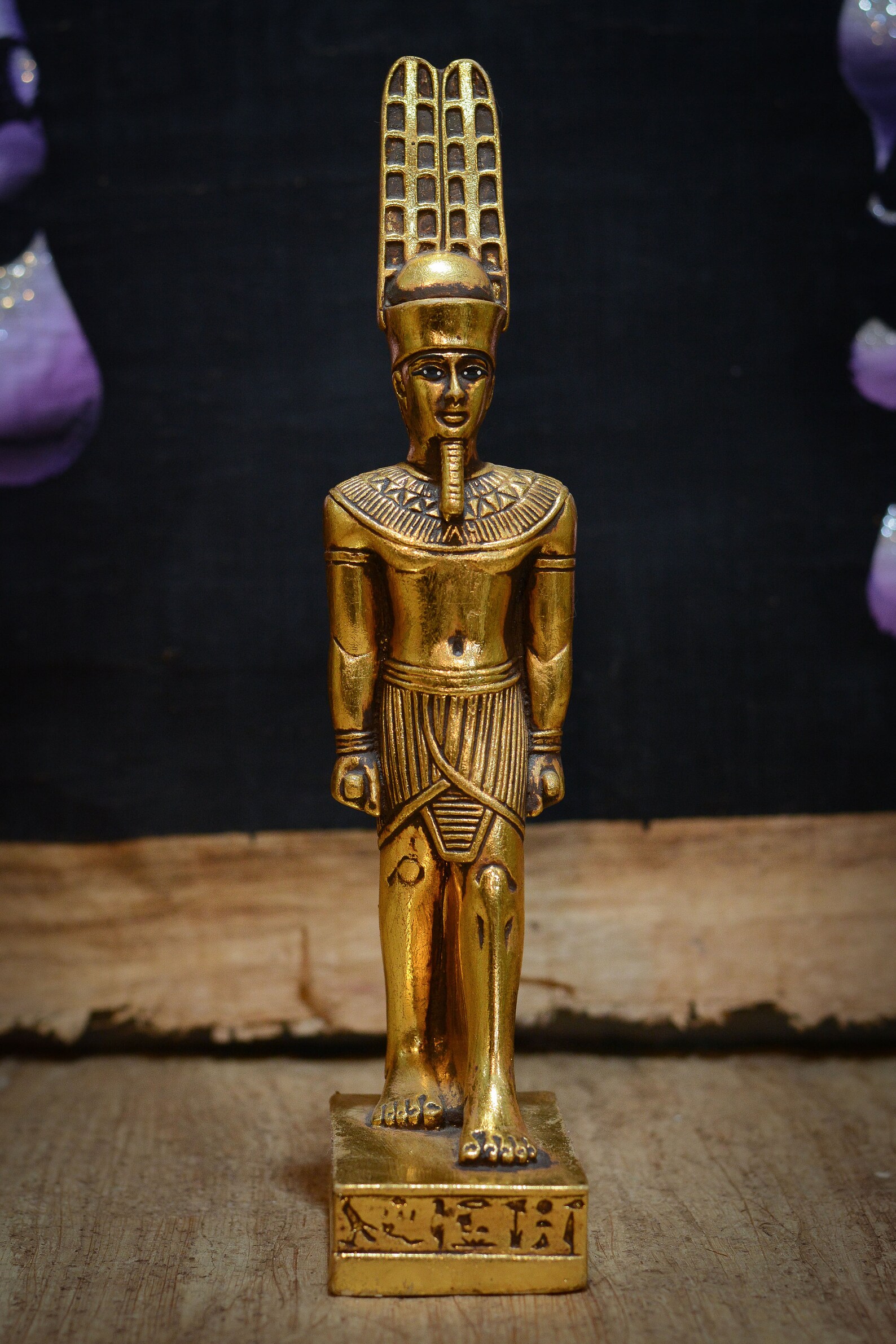 Statue of Egyptian Art Amun Ra Black / Gold Leaf Made in Egypt | Etsy