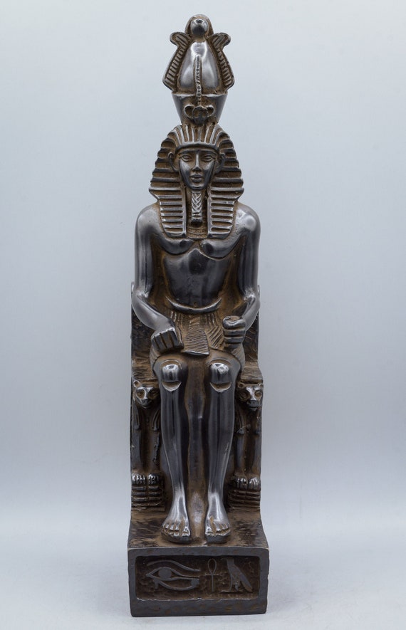 Egyptian Statue of Ramesses II Large Heavy Black Solid Stone | Etsy